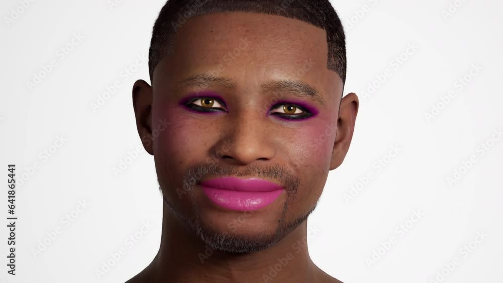 Portrait, gay man isolated on studio background. Happy, gen z aesthetic ...