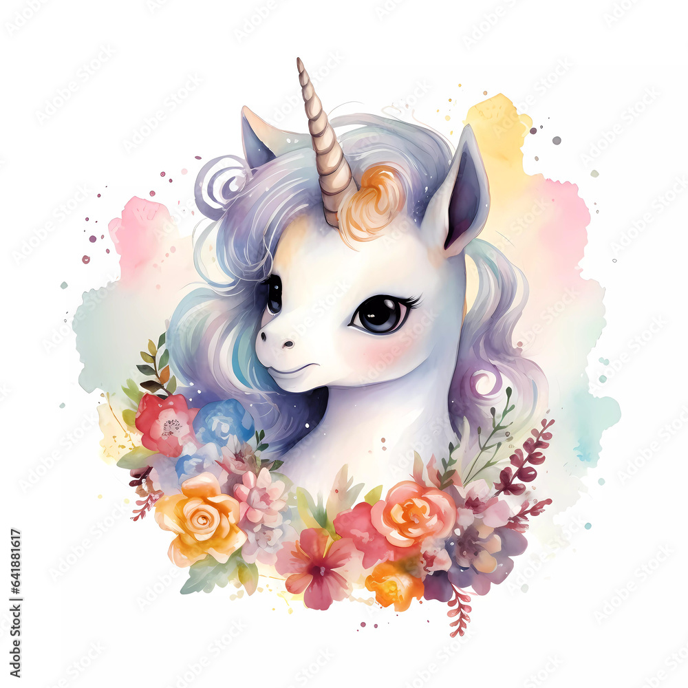Cute unicorn clipart illustration , ai Stock Illustration | Adobe Stock