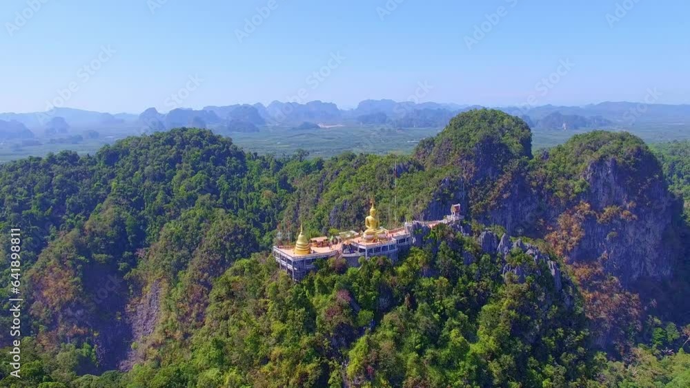 .Aerial view Tiger Cave Temple is a Buddhist temple in Krabi, Thailand ...