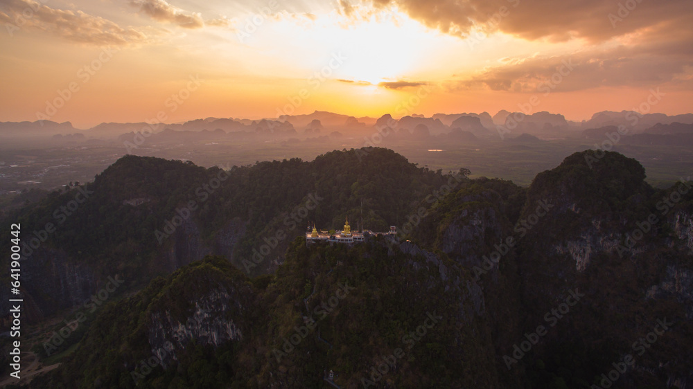 .Aerial view Tiger Cave Temple is a Buddhist temple in Krabi, Thailand ...