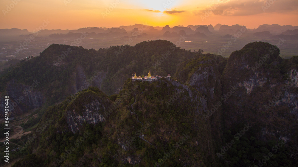 .Aerial view Tiger Cave Temple is a Buddhist temple in Krabi, Thailand ...