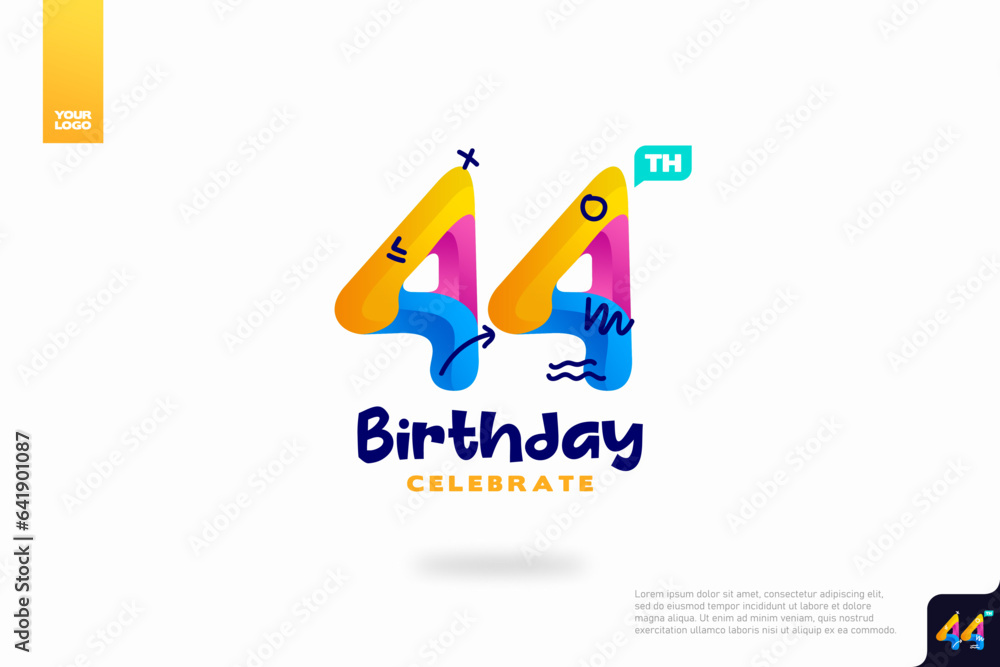 Number 44 logo icon design, 44th birthday logo number, anniversary 44 ...