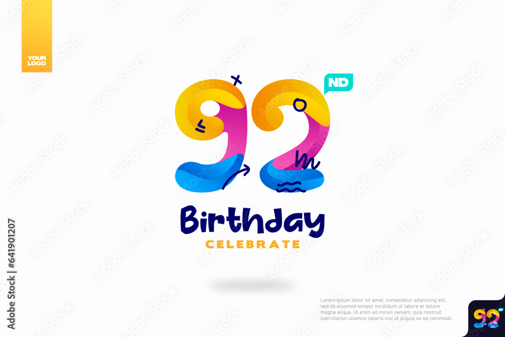 Number 92 logo icon design, 92nd birthday logo number, anniversary 92 ...