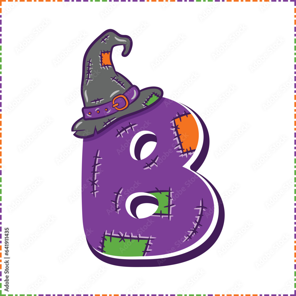 Halloween English Alphabet letter B witch theme drawing Stock Vector ...
