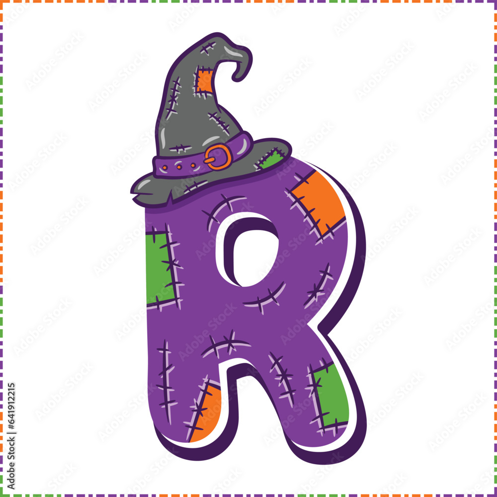 Halloween English Alphabet letter R witch theme drawing Stock Vector ...