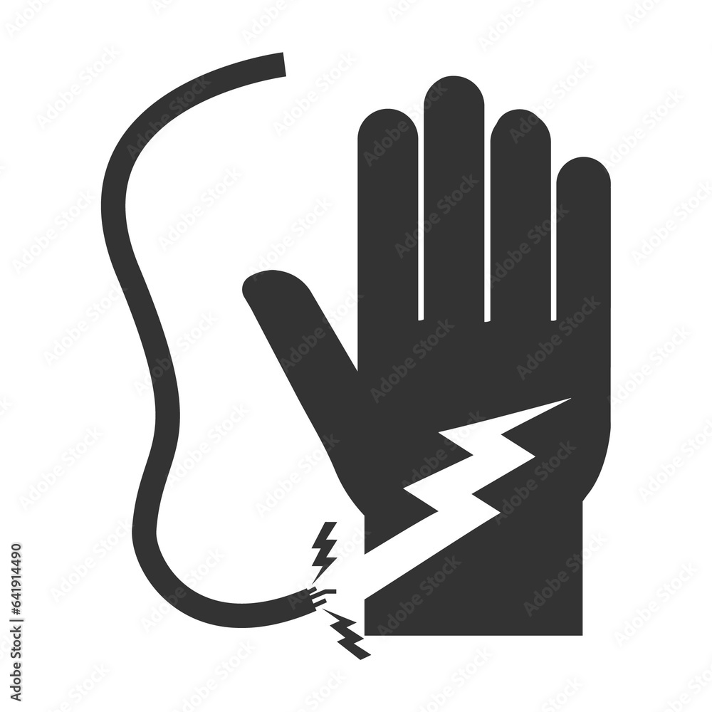 Vector illustration of electrocuted hands icon in dark color and ...