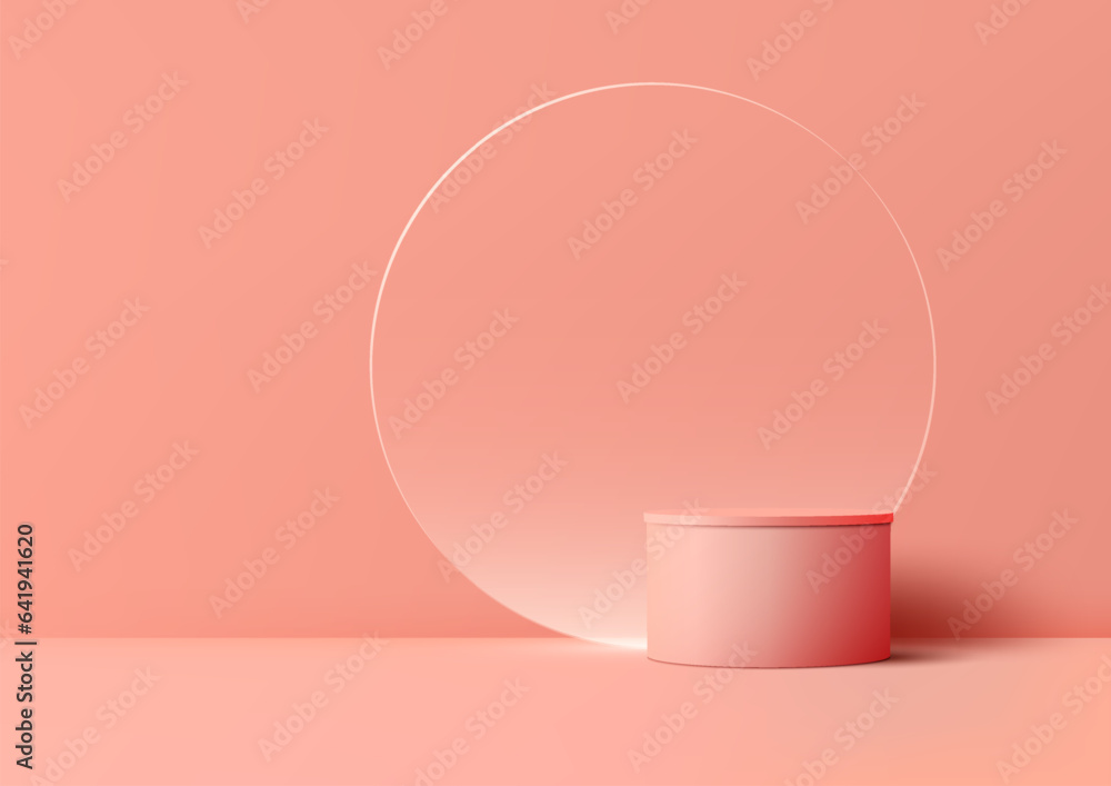 Pink Background Studio Room. 3D Realistic Cylinder Podium Stand Display ...