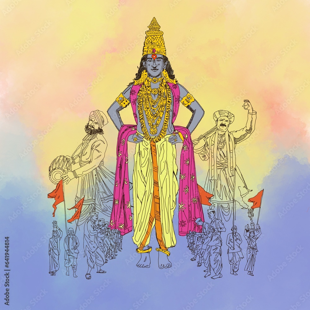 Stock-illustrationen Lord Rukmini and Vitthal aka Pandurang, Vithu ...