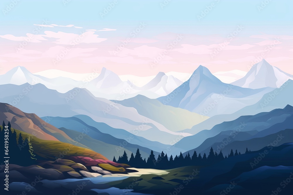 Beautiful mountains landscape. Nature background. illustration for ...