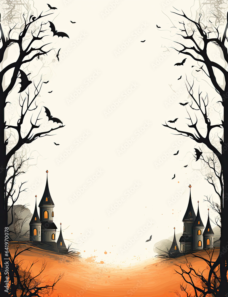 orange and black halloween border frame on plain white background Stock ...