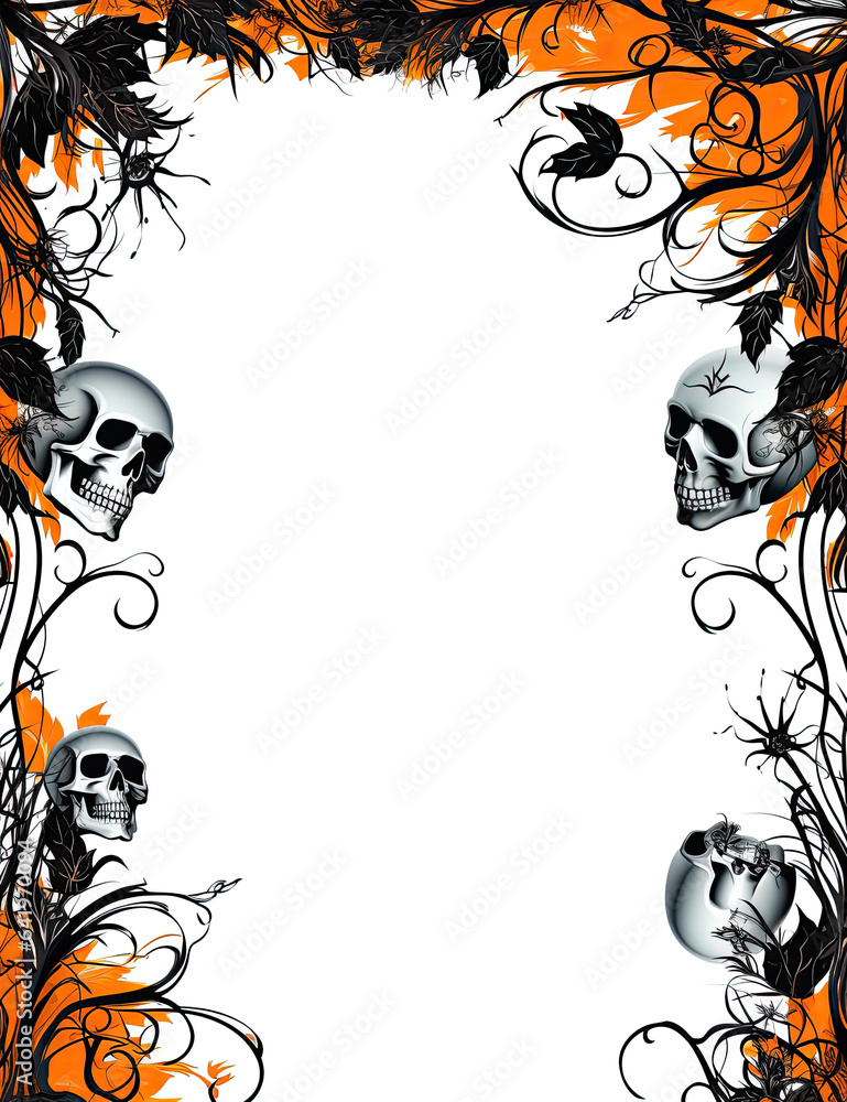 orange and black halloween border frame on plain white background Stock ...