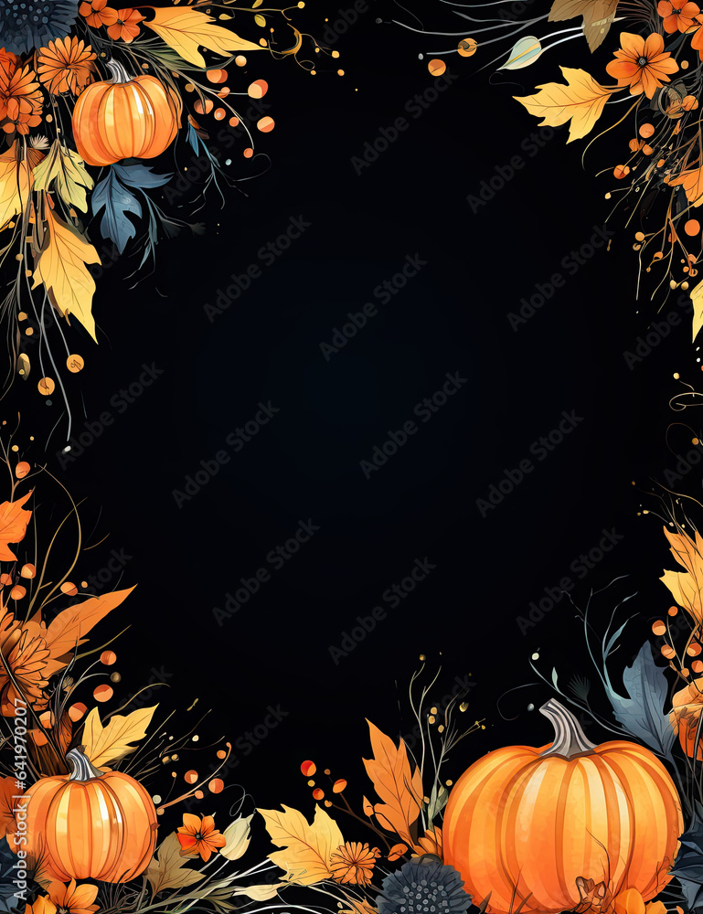 orange and black halloween border frame on plain white background Stock ...