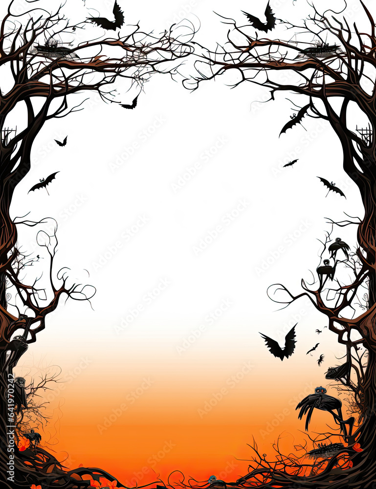 orange and black halloween border frame on plain white background Stock ...