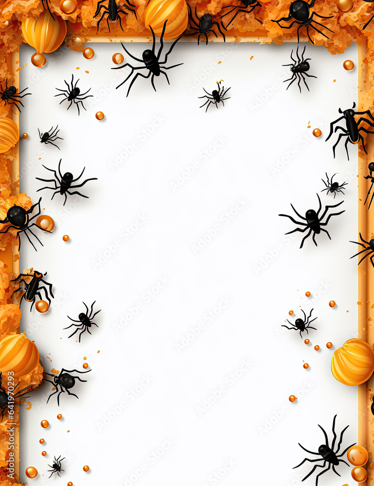 orange and black halloween border frame on plain white background Stock ...