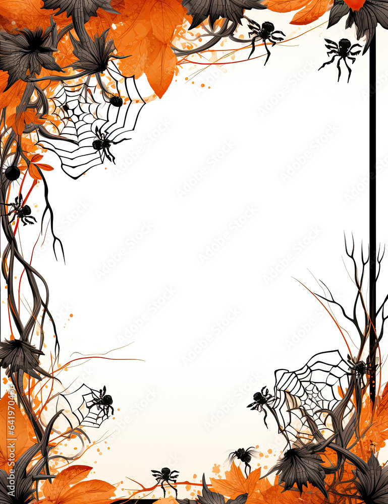 orange and black halloween border frame on plain white background Stock ...