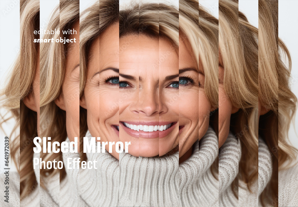 Sliced Mirror Photo Effect Stock Template | Adobe Stock