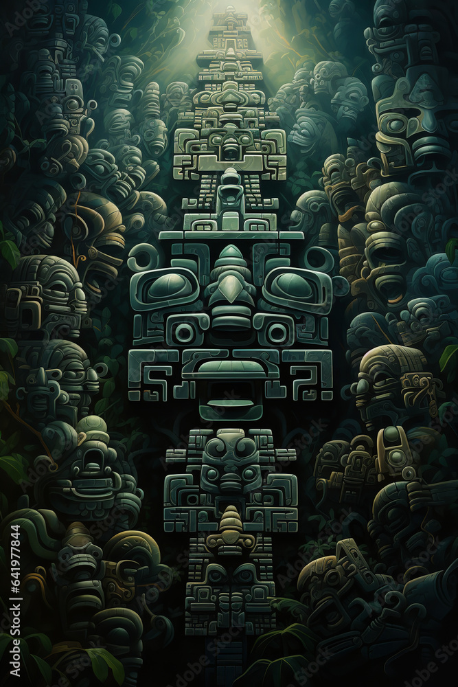 artistic painting of a gigantic megalithic masterwork effigy of many ...
