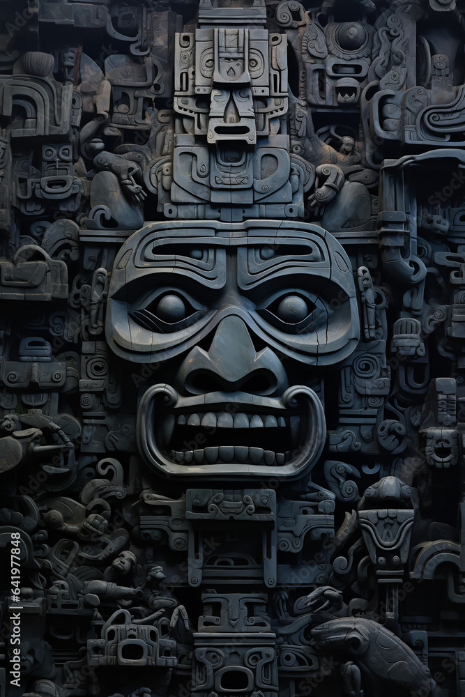 artistic painting of a gigantic megalithic masterwork effigy of many ...