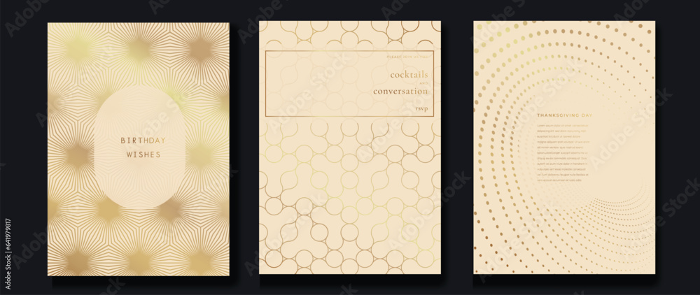 Luxury invitation card background vector. Golden curve elegant, gold ...
