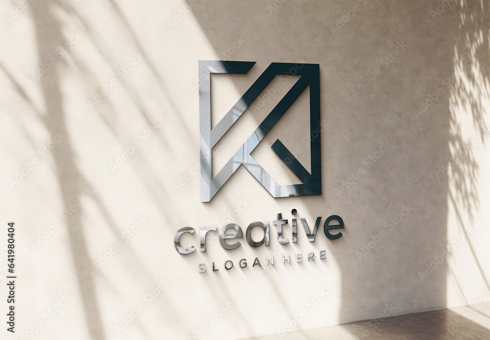 Reflecting Logo On Blank Wall Mockup Stock Template | Adobe Stock