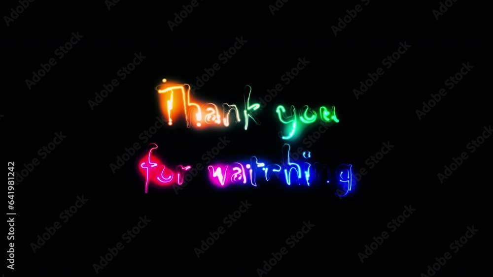Thank you for watching colorful neon laser text animation glitch effect ...