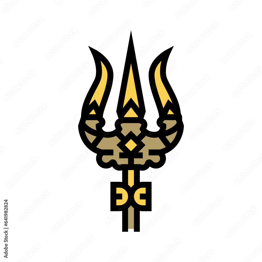 shiva trident trishul color icon vector. shiva trident trishul sign. isolated symbol ...