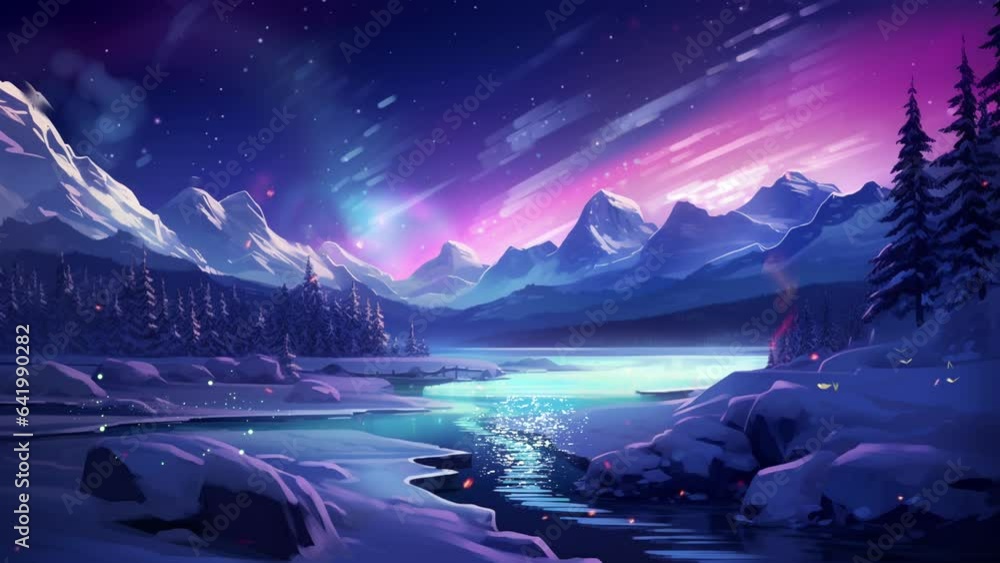 aurora and milkyway views with clear skies over icebergs with a river ...