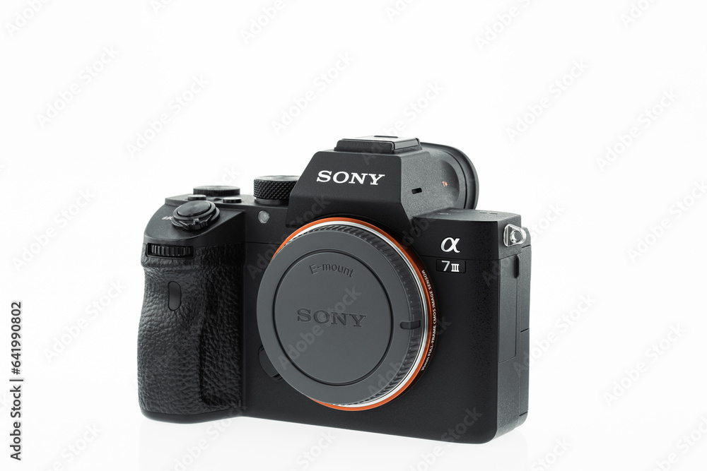 Closeup product photo of Sony a7iii camera with white background Stock ...