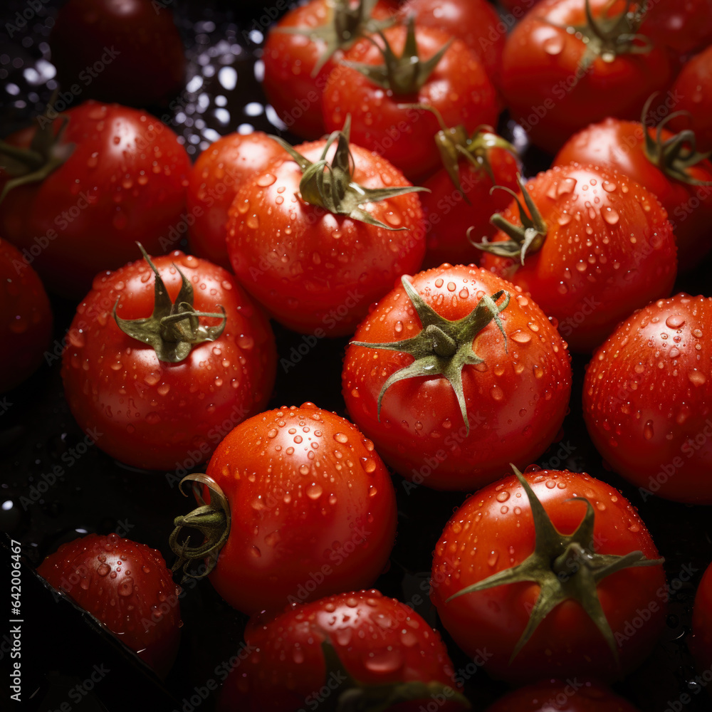 Tomatoes background. Tomato banner. Close-up food photography Stock ...