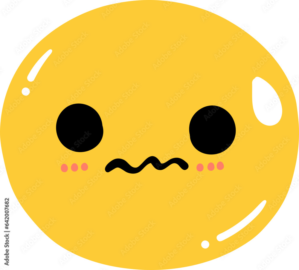 Cute sad emoji, smiley emoticon doodle outline Stock Vector | Adobe Stock