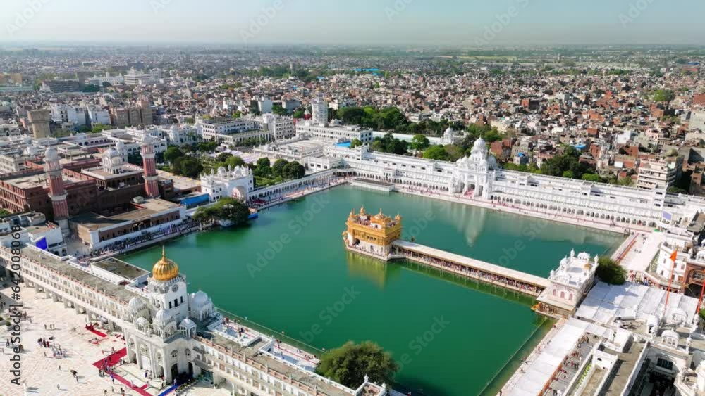 Amritsar, India: Aerial view of famous city in Punjab, iconic landmark ...
