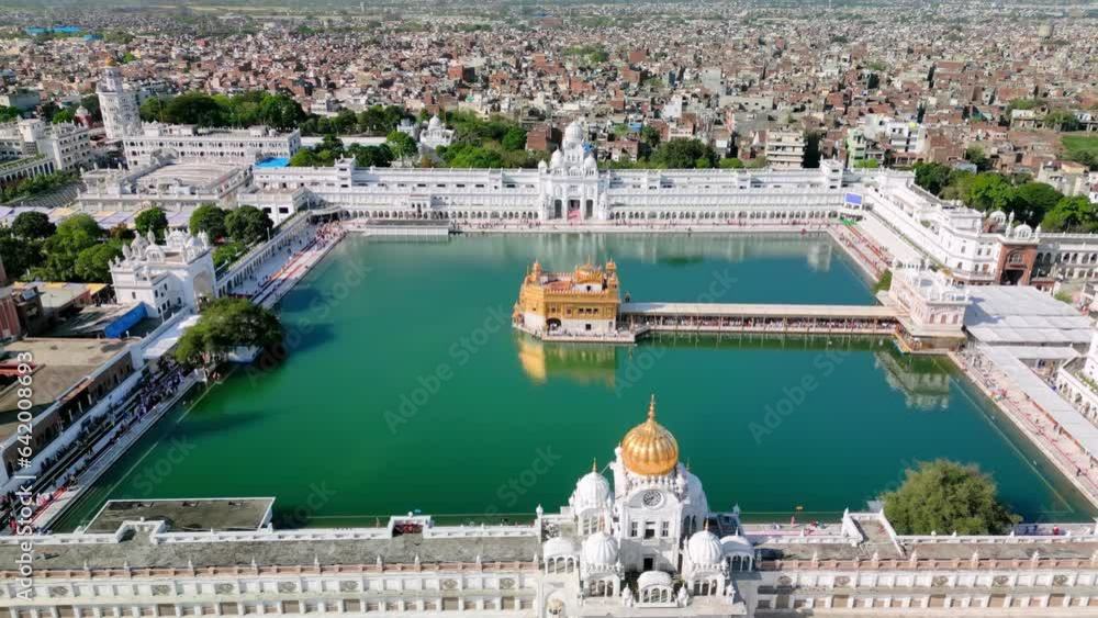 Amritsar, India: Aerial view of famous city in Punjab, iconic landmark ...