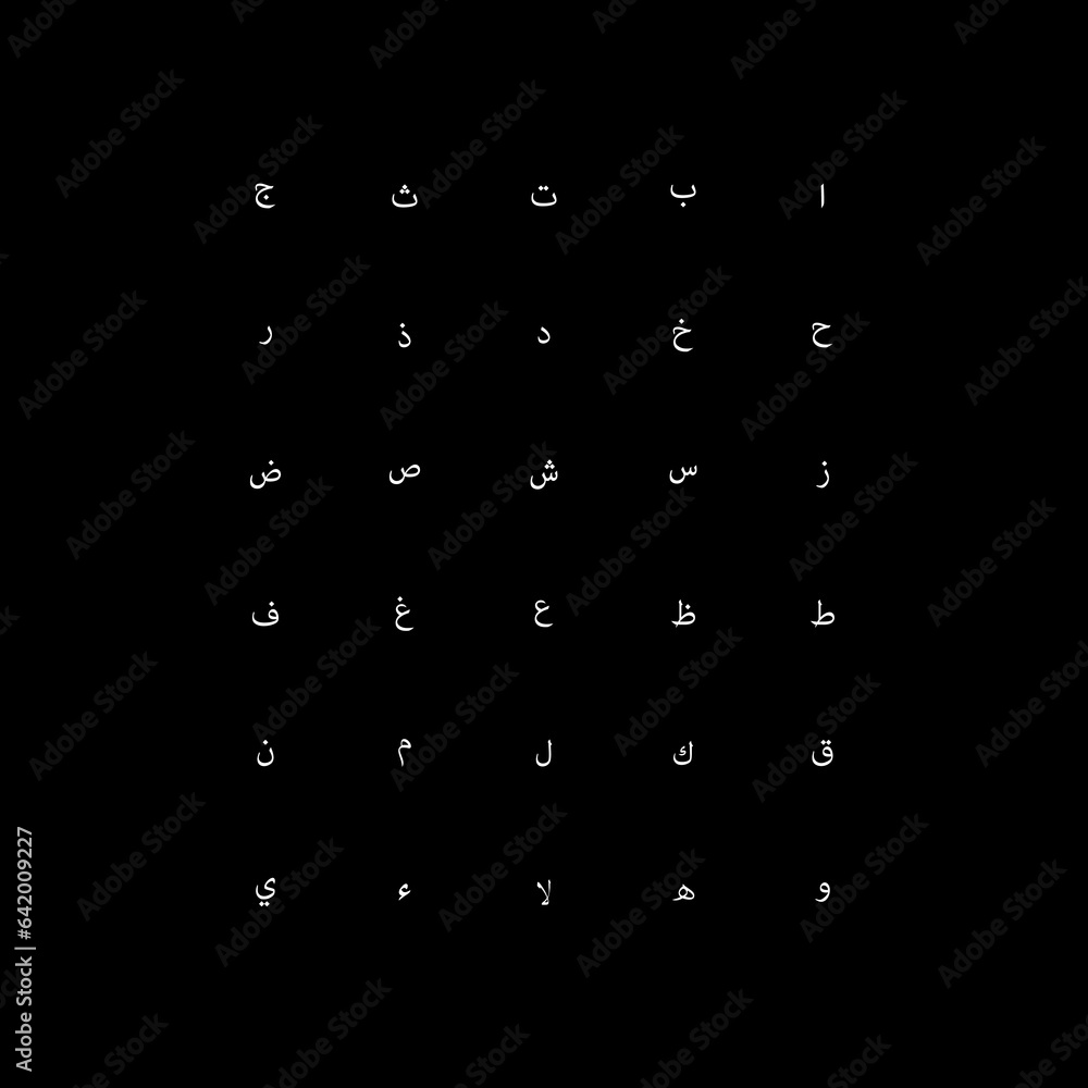 Vetor de ARABIC ALPHABET or HIJAIYAH LETTERS or THE ARABIC ABJAD is the ...