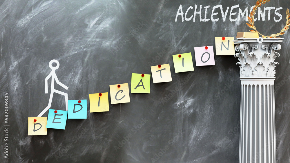 Dedication leads to Achievements - a metaphor showing how dedication ...