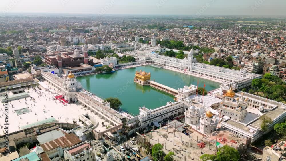 Amritsar, India: Aerial view of famous city in Punjab, iconic landmark ...