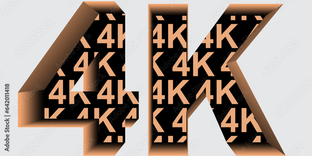 4K HD icon. High definition label. Gold UHD symbol. 4K resolution color ...