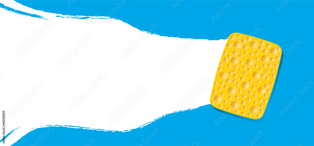 Yellow sponge wiping glass. window cleaning glass service. Windows ...