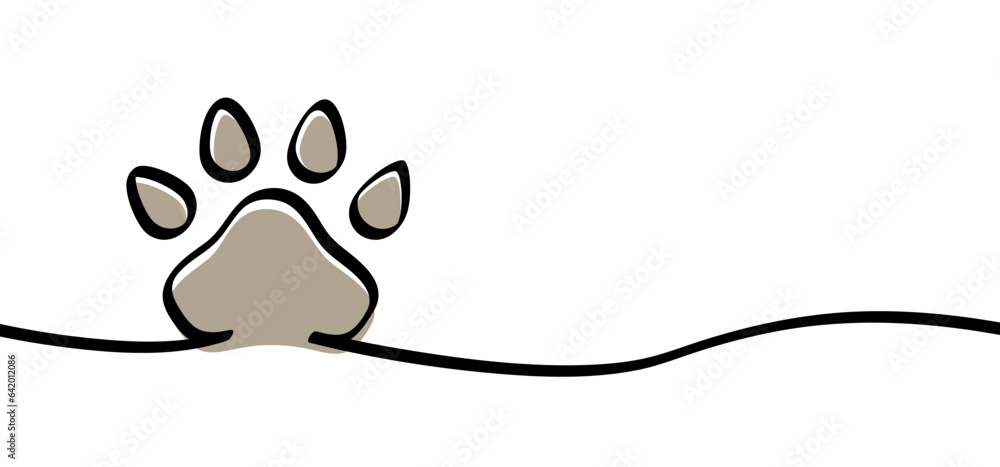 Animals day. Cartoon dog or cat footsteps. Foot, feet paw print icon or ...