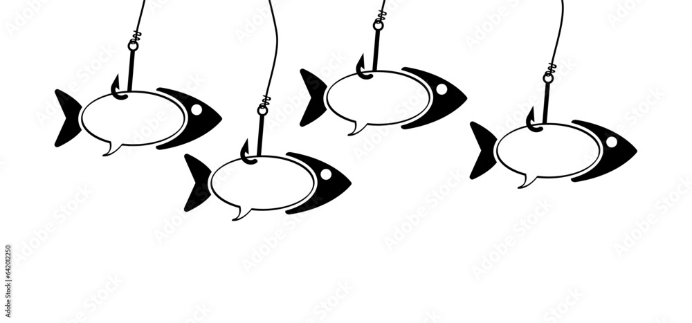 Fishhook or fish hook. Fish line pattern. Vector sea, ocean or water ...