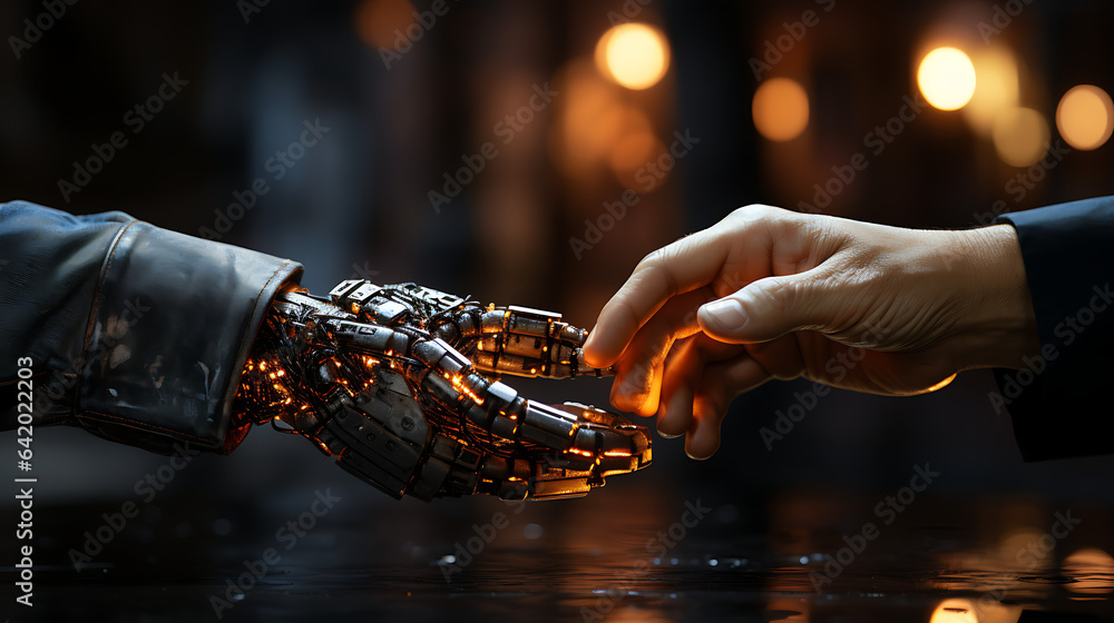 AI vs Human technology wallpaper, handshake eachother robot hand and ...