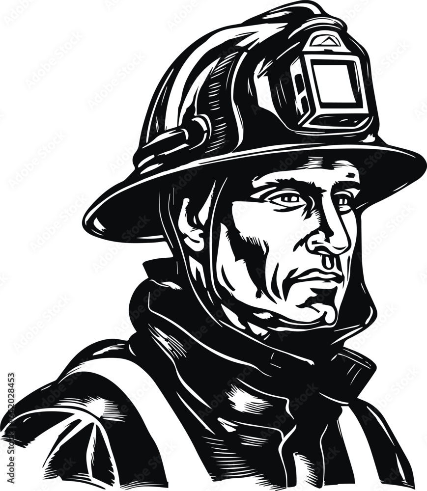 Fireman Head, Fireman Silhouette, Vector illustration, SVG Stock Vector ...