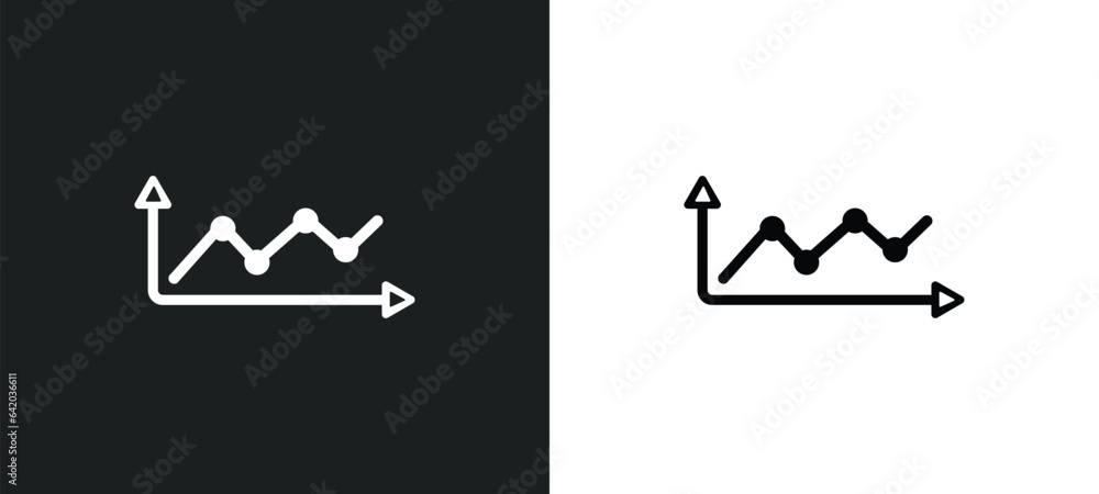 line dot chart icon isolated in white and black colors. line dot chart ...