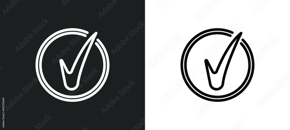 tick box icon isolated in white and black colors. tick box outline ...