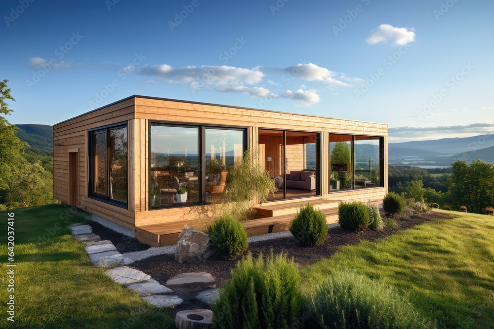 timber frame tiny home modular modern house unit with panoramic large ...