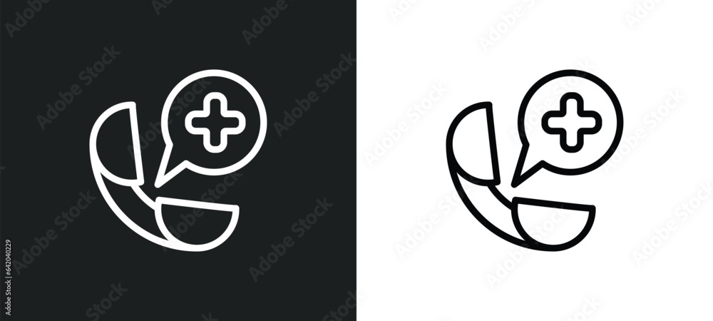 hospital phone icon isolated in white and black colors. hospital phone ...