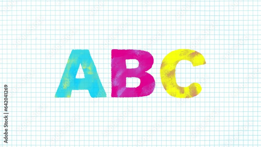 ABC letters big forming cartoon animation CMY on grid. Hand drawn ...