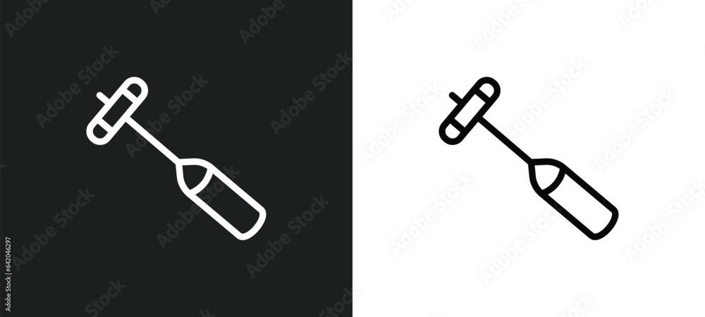 medical hammer tool icon isolated in white and black colors. medical ...