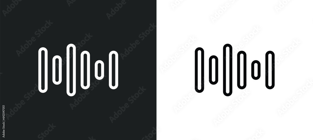 audio bars icon isolated in white and black colors. audio bars outline ...