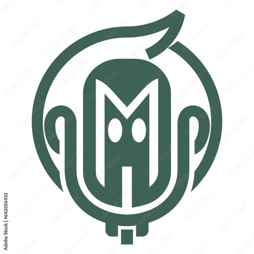 green vector logo, ancient mic icon, hinged in a shape resembling ...