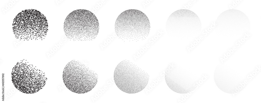 Circles noise texture dotwork grain. Pointillism gradient pattern ...